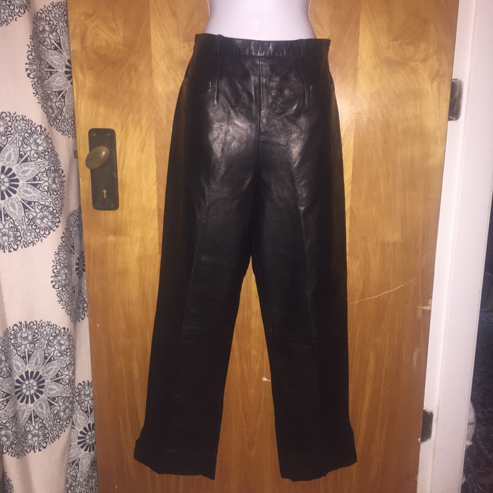 Dark Brown Leather Iris Singer Collection Pants Size 4 - Gem